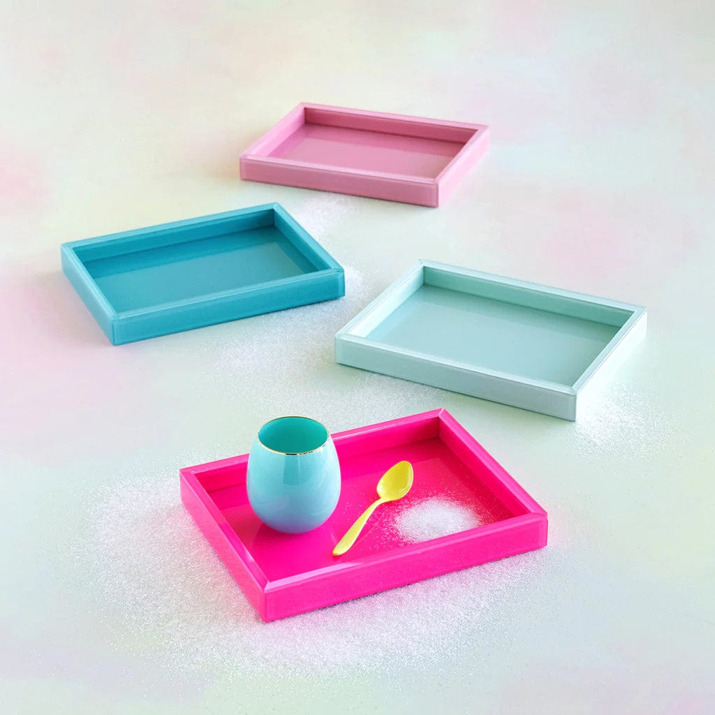 Rainbow Glass Tray – Teal Poppy