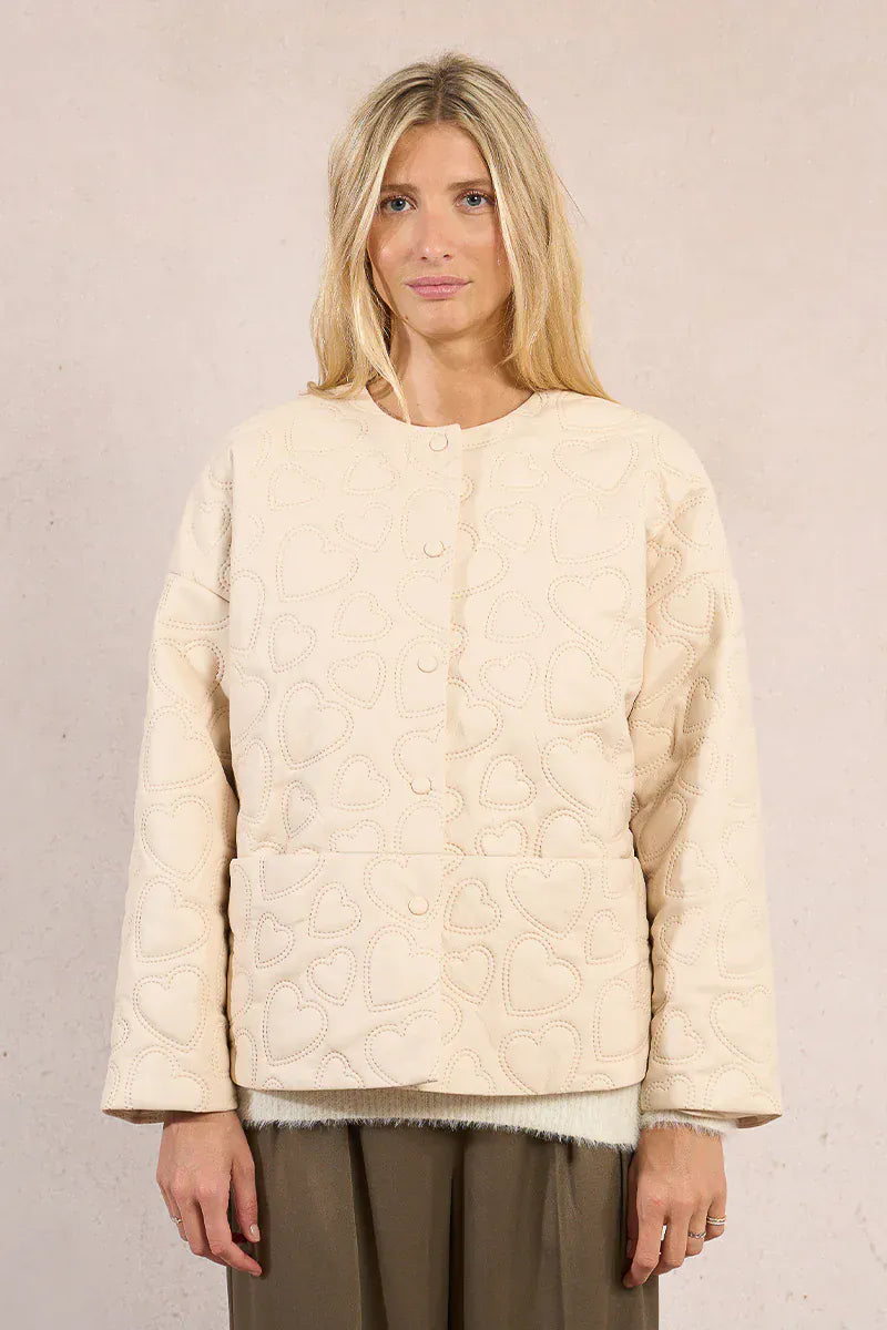 Layla Quilted Hearts Jacket – Teal Poppy
