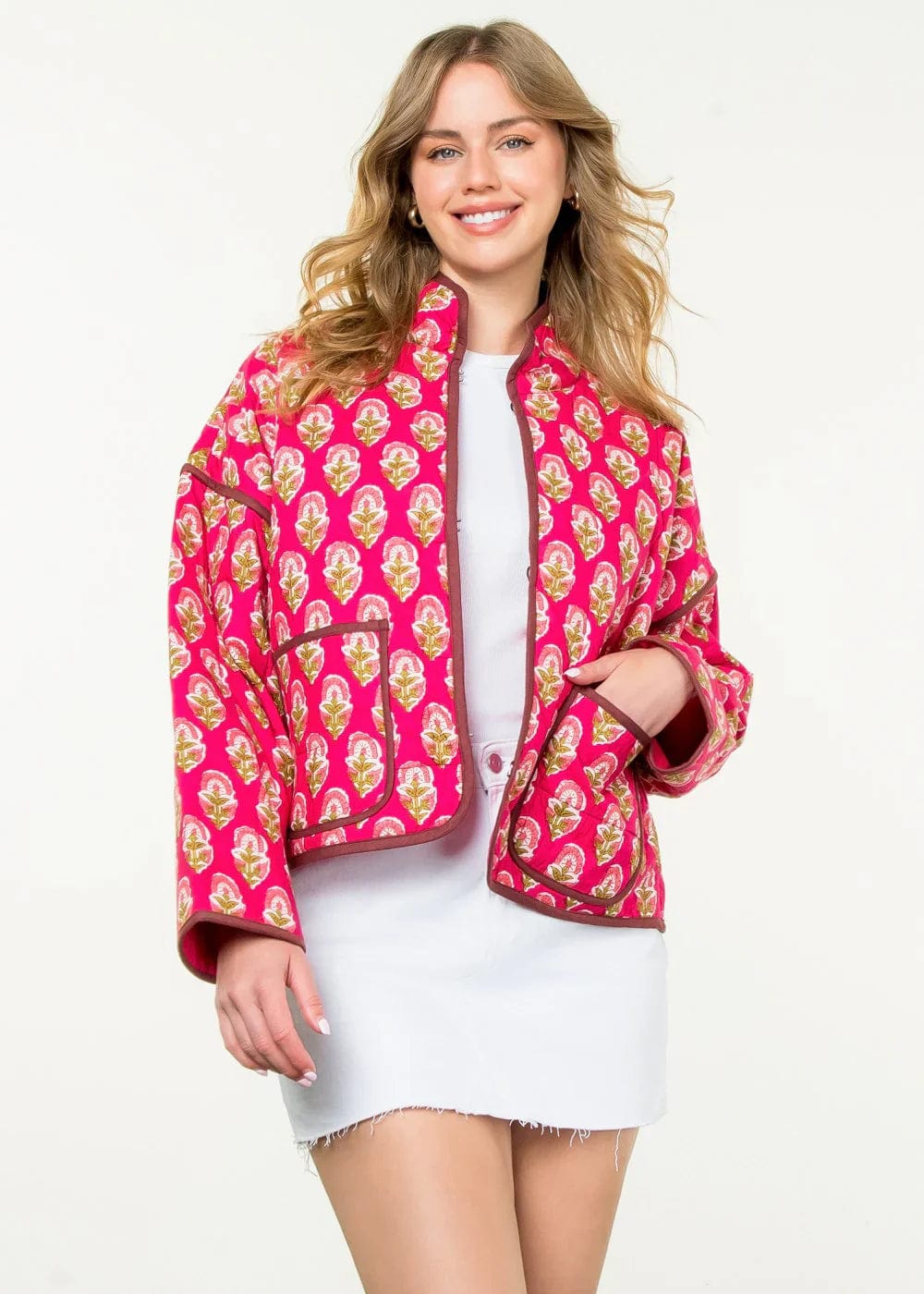 Eva Quilted Jacket – Teal Poppy